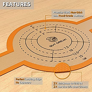 2PCs GUY DREAM Silicone Baking Mat for Dutch Oven - Non-stick Bread Sling - 8.3 Inch Reusable Bread Baking Mat – Silicone Dutch Oven Liner with Long Handles & 1 Set of Silicone Brush & Spatula