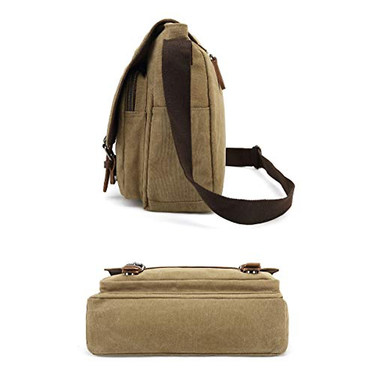 Sechunk Canvas Leather Messenger Bag Shoulder bag Cross body bag Crossbody 13 Inch Laptop Bag