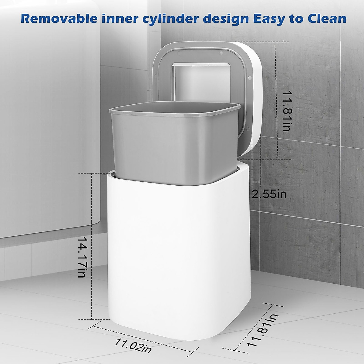 Automatic Trash can 4.6 gallons,Self-sealing&self-changing Smart Garbage can,Motion Sensor activated Rechargeable touchless with lid for Kitchen Bathroom Bedroom,with 6 refill Rings-150 bags