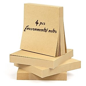 Eagle Sticky Notes, 3”x 3”, Color Self-Stick Note Pads, 4 Pads, Adhesive Note Pads for Office, School and Home Use, 100 Sheets/Pad(Kraft Paper)