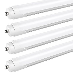 JESLED T8 T10 T12 8FT LED Light Bulbs, 50W 6000LM, 5000K Daylight White, Single Pin Fa8 LED Tube Replacement for Fluorescent Fixtures, Frosted, Ballast Bypass, Warehouse Workshop Garage Lights 4-Pack