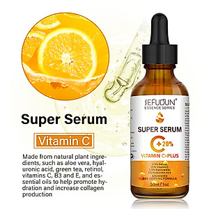 20% Vitamin C Serum for Face with Hyaluronic Acid 1 Fl Oz, Anti Aging Facial Serum for Women & Men, Antioxidant, Boost Skin Collagen, Fades Dark Spot, Hydrate & Plump Skin, Anti Aging & Wrinkle