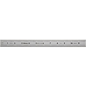 Mitutoyo 182-123, Steel Rule, 12" (5R), (1/32, 1/64, 1/10, 1/100"), 3/64" Thick X 1" Wide, Satin Chrome Finish Tempered Stainless Steel