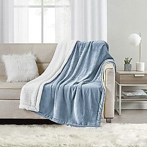 BOURINA Sherpa Fleece Blankets Flannel Throw for Couch Sofa Throw Size - 50x60 Inches Blue,Thick Cozy Warm Soft Blanket for Bed, Sofa, Camping Travel Blanket