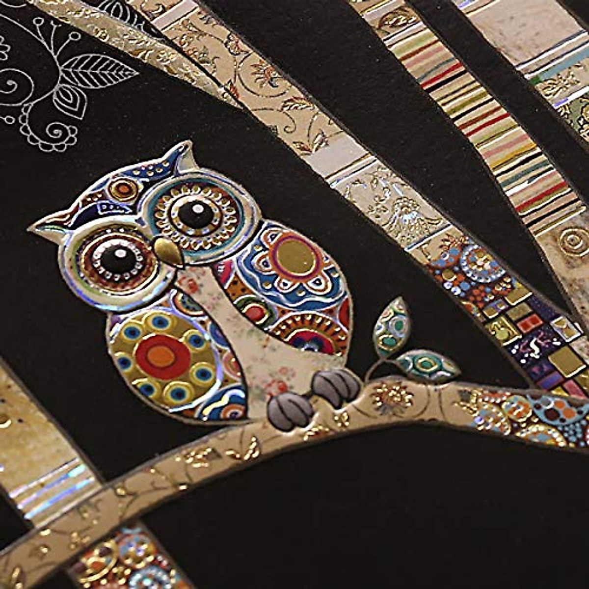 Artistic Greeting Card (BA1476) Blank/Birthday - Owl Birch - Jewels Range - Embossed and Foil Finish