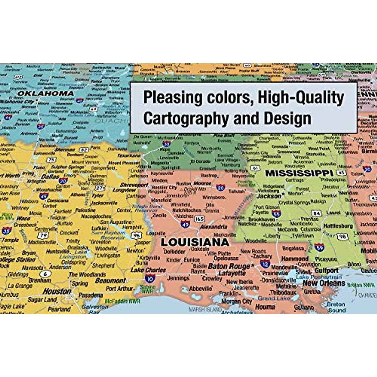 Laminated United States Voyager Map Poster | Bright Style Map | Includes The Most Legible Location Labels | 36” x 24” | Shipped Rolled in a Tube, Not Folded | Great for The Home or Classroom