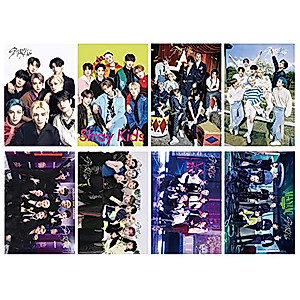Stray Kids Posters,8 Sheets Stray Kids Wall Poster Room Decoration (16" X 11")(Red)