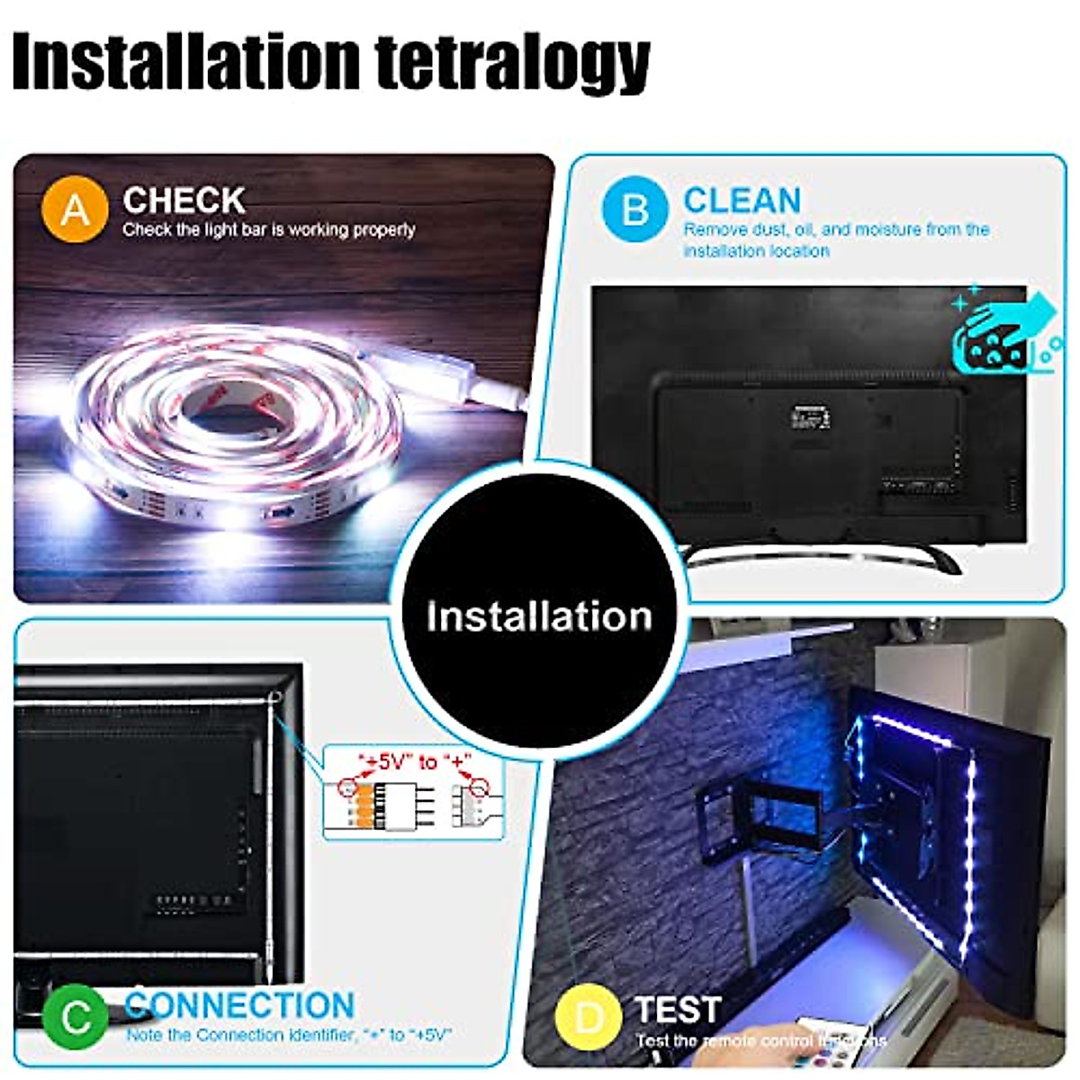 PANGTON VILLA Led Strip Lights 23ft for 85-100in TV, LED TV Backlight Kit with Remote - 16 Color 5050 LEDs Bias Lighting for HDTV