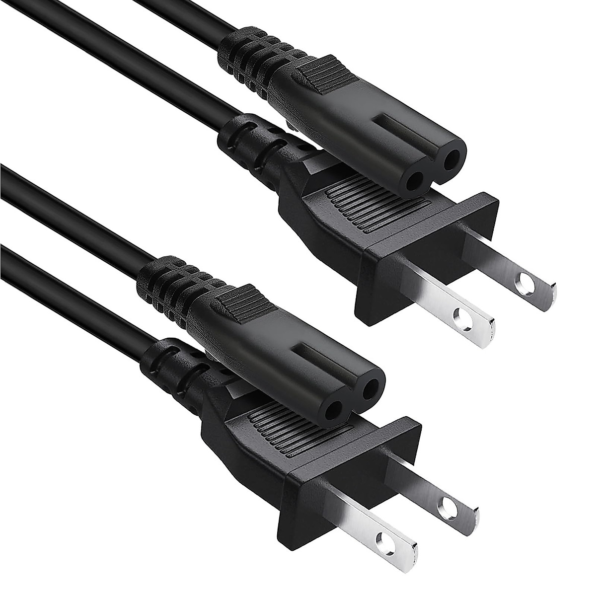 2-Pack 2 Prong AC Power Cord for Samsung 24" 32" 40" 43" 48" 49" 50" 55" 60" 65" 75" inch, UN40 UN43 UN48 UN49 UN50 UN55 UN60 UN65 UN70 UN75 UN78 LCD Smart 4K TV AC Power Supply Cord Cable Replacement