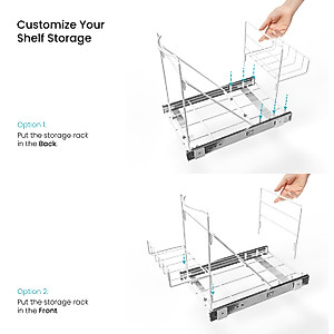 Home Zone Living Pull Out Under Sink Trash Can Frame for Kitchen Cabinet, Adjustbale to Fit Different Wastebaskets, Included Removable Storage Shelf, Trash Bin NOT Included