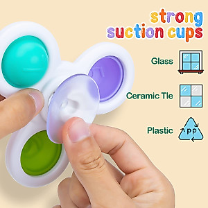 UNIH Spinning Top Sensory Toys for Toddlers Age 1-3, Infant Baby Toys 12-18 Months Suction Cup Spinner Toy, Learning Toys for 1 2 Year Old Boy Gifts, Christmas Birthday Gifts for 1 2 Year Old Girl