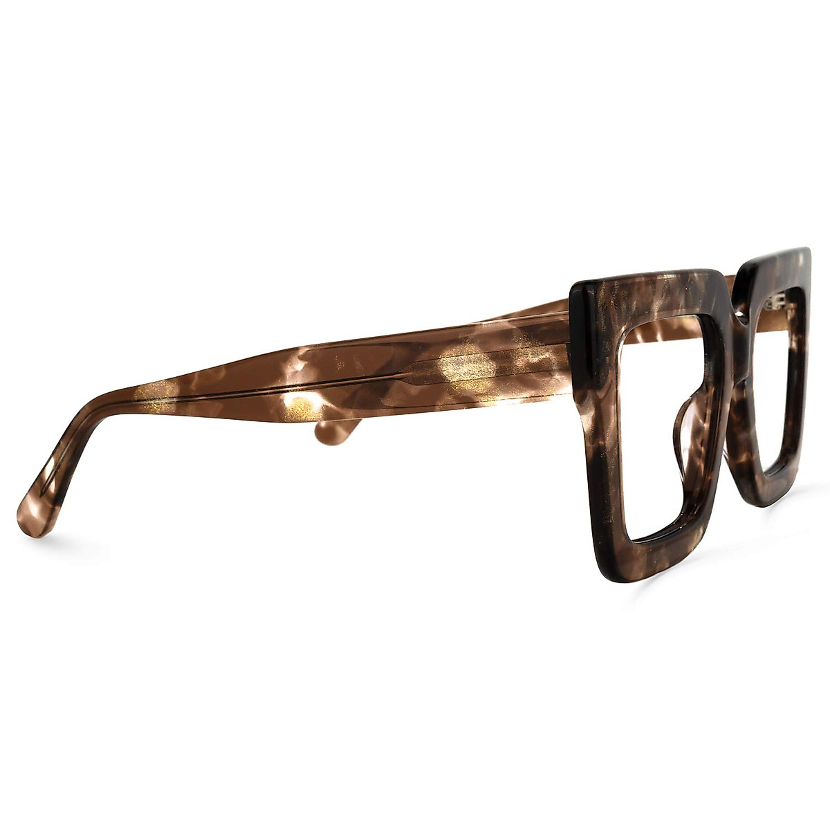 Zeelool Stylish Thick Oversized Square Eyeglasses for Women with Non-prescription Clear Lens Brandon VFP0306-11 Brown