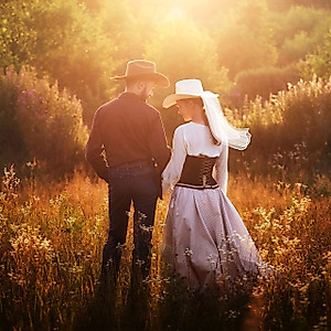 4E's Novelty Bride Cowgirl Hat with Veil & Sash - Women White Cowboy Hat Bachelorette Party, Bridal Shower Dress Up