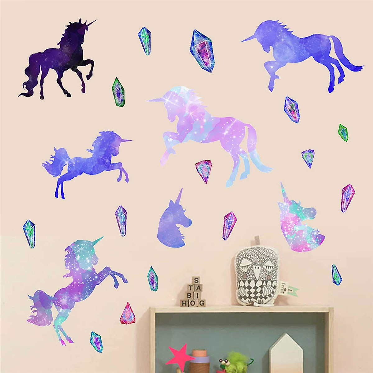 Galaxy Unicorn Wall Decals Gifts for Girls Boys Kids Bedroom Peel Stick Vinyl Room Wall Stickers Removable Decor Nursery Decorations