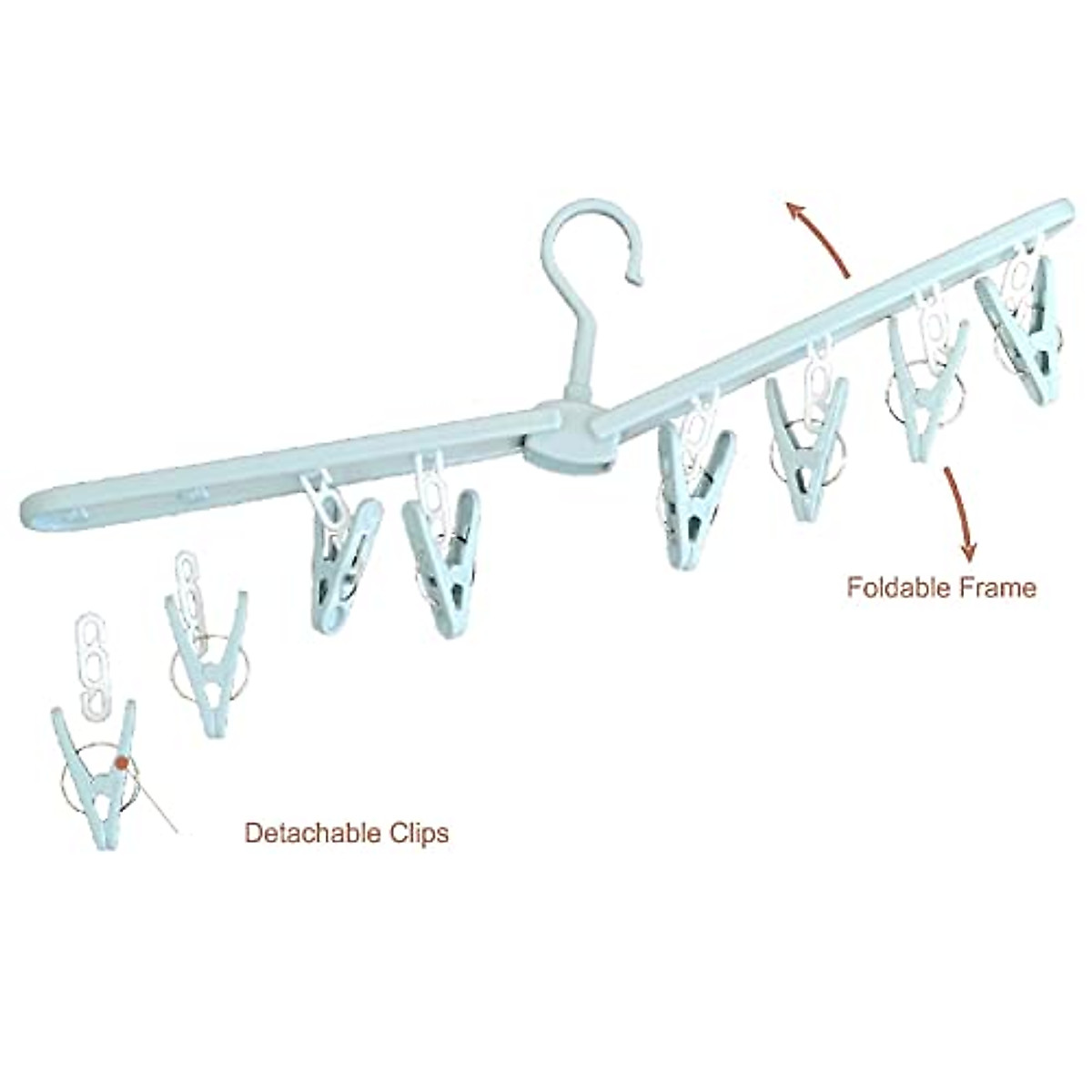 Fineget Collapsible Travel Shorts Skirt Shirt Socks Hangers with Clips Foldable Pants Clothes Plastic Suit Hangers Non Slip Closet Blue Organizer Retail Displays (Blue 2 Pcs, Pink 4 Pcs)