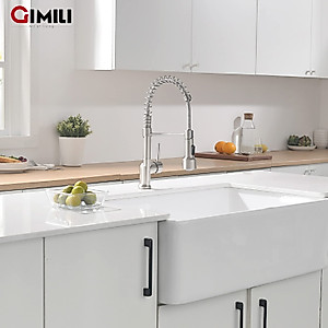 GIMILI Kitchen Faucet with Sprayer Modern Single Handle Pull Down Sprayer Brushed Nickel Kitchen Faucet Pull Down with LED Light