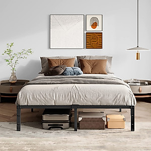 Kilyssa 14 Inch California King Bed Frames Heavy Duty Metal Platform Beds Frame No Box Spring Needed Steel Slats 3500lbs Bed Base Cal King Size,Noise-Free,Easy Assembly