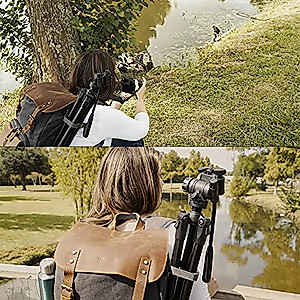Endurax Leather Camera Backpack for Photographers, DSLR Backpack Bag with Laptop Compartment & Tripod Holder, Waterproof Canvas