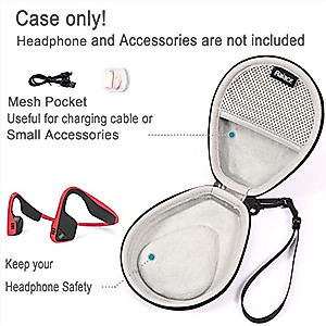 RAIACE Hard Storage Case Compatible with AfterShokz Aeropex/Trekz Air/Titanium Mini Bone Conduction Headphones, Travel Carrying Bag. (Case Only, Not Include The Headphones) - Black(Gray Lining)