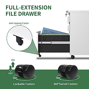 BIZOEIRON 3 Drawer Mobile File Cabinet,Under Desk Metal Filing Cabinet with Lock and Wheels for Letter/Legal/A4 Size (White)