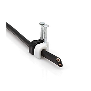 Single Coaxial Cable Clips, Cat6, Electrical Wire Cable Clip, 1/4 in (6 mm) Nail Clip and Fastener, Black (10 Pieces per Bag)