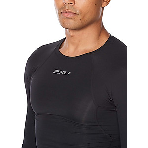 2XU Men's Compression Long Sleeve Top - Enhance Performance and Recovery - Black/Silver - Size 3X-Large