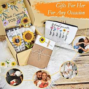 CHLJAR Sunflower Gifts for Women, Christian Gifts for Women Faith, Birthday Gifts, Catholic Spiritual Gifts, Thanking of You Gift for Her Mom Wife Bestie Sister Friend Grandma