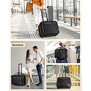 LIGHT FLIGHT Rolling Laptop Bag 17.3 inch Rolling Briefcase for Women Computer Bag with Wheels Rolling Laptop Case Overnight Roller Bag for Carry on Travel Work Business, Black