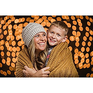 Chanasya Chunky Knit Fluffy Gold Yellow Throw Blanket - Contemporary Textured Super Soft Warm Cozy Plush Lightweight Acrylic Knitted Blanket for Couch Bed Sofa Chair Cover Living Bed Room - Golden