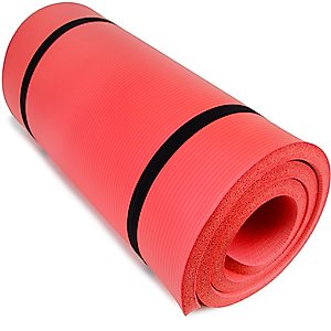 Crown Sporting Goods 1" Yoga Cloud Extra Thick Exercise Mat - 72" x 24" with Carry Strap - Exercise Mats for Home Workout - Yoga and Pilates Exercise Workout Mat - 4X Thick Yoga Mat (Red)