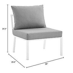 Modway EEI-3567-WHI-GRY Riverside Armless Chair, White Gray 29.5 x 26.5 x 28