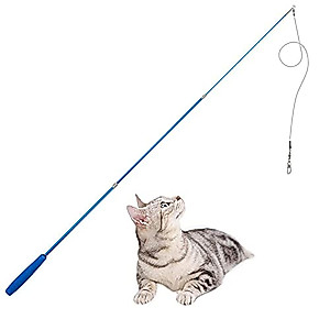 Retractable Cat Wand, Interactive Catcher Teaser Cat Toy 3-Section Teaser Cat Wand Fishing Pole Toy Exerciser for Cat and Kitten (Not Include Replacement)