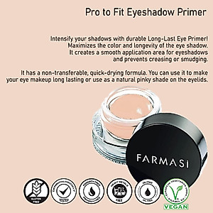 FARMASI Pro to Fit Eyeshadow Primer, Nude Eye Primer for Crease-Free Eyeshadow and Makeup Looks, Lasts All Day 0.11 fl. oz / 3 ml