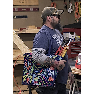 Blue Q Shoppers, Reusable Grocery Bag, Sturdy, Easy-to-Clean, 15" h x 16" w x 6" d, made from strong 95% recycled material (Random Crap)