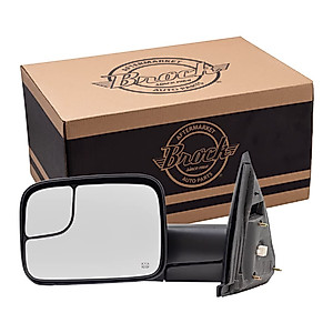 Brock Replacement Drivers Power Trailer Tow Side View Mirror Heated 7x10 Flip-Up Compatible with 2002-2008 Ram 1500 Pickup Truck 55077445AO