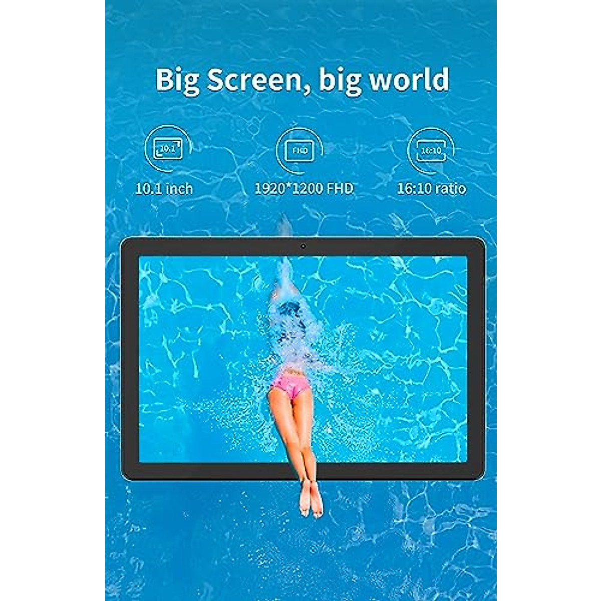 VNEIMQN 10 inch Tablet, Android 12 Tablet, 10.1”, 1080p Full HD, 8GB RAM/128GB ROM/8-Core CPU, 1TB Expand, 8000mAh, 5MP front/13MP Back Camera, WiFi 6, GPS, 1920 * 1200 Display, Bluetooth 5.0
