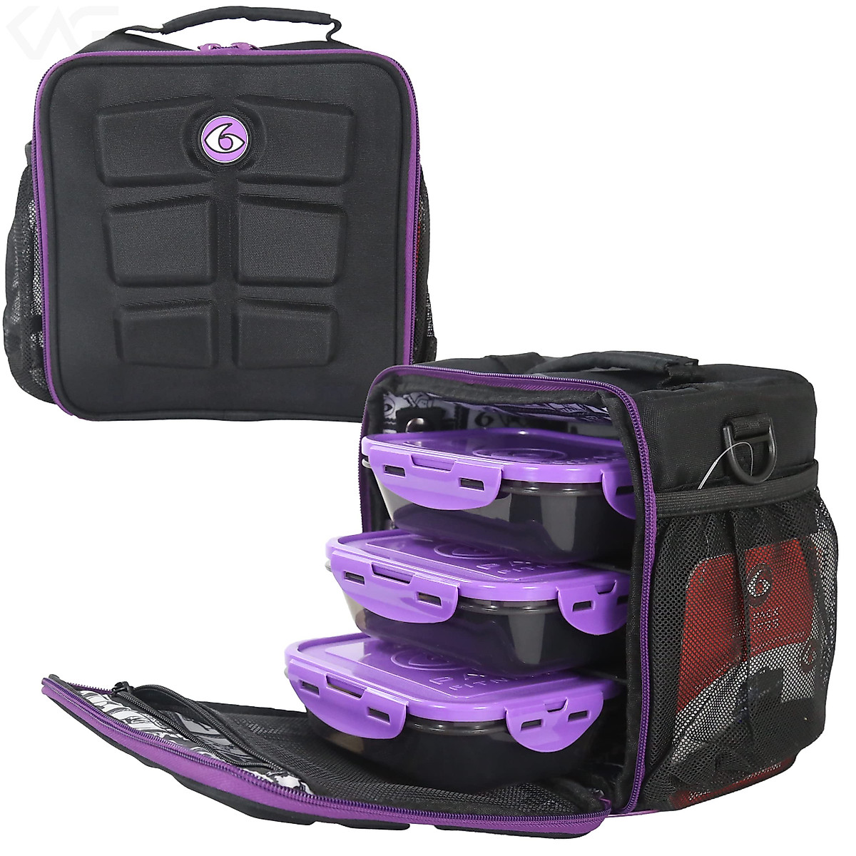 Innovator Cube 20oz Model, Meal Prep Lunch Bag with 3 BPA-Free, Reusable, Microwavable, Freezer Safe, Portion-Controlled Containers, Lunch Box with Storage Pockets