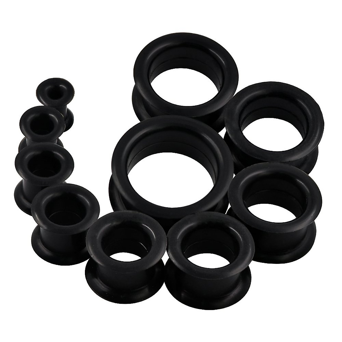 Stuppendux 2g-1" 10Pairs Black Plugs Kit Ear Skins Gauges Hard Ear Expander Tunnels Stretching Set 6-25MM