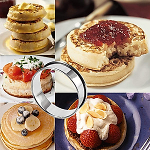 KUAYB 8 Pieces English Muffin Rings Crumpet Rings 3.15 Inch Stainless Steel Double Rolled Tart Ring Nonstick Metal Round Ring Mold for Kitchen Cooking Baking