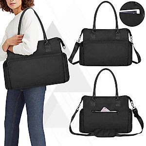 Teamoy Breast Pump Bag, Leather Straps Pump Bag Tote with Laptop Sleeve for Working Moms- Fits Most Brands Breast Pumps and Cooler Bag, Black (PU Handle)