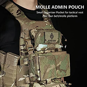 PETAC GEAR Tactical Molle Admin Pouch, Small Organizer Pocket for Tactical Vest/EDC Gun Belt/molle Platform. (MC)