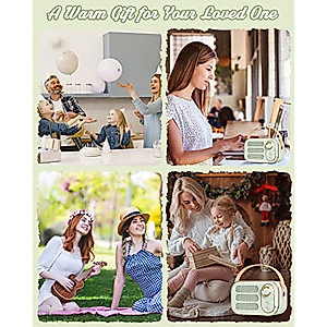 Greadio Retro Bluetooth Speaker, Vintage Speaker with Cute Old Fashion Style, Good Sound, Bluetooth 5.0, TF Card, AUX Input, USB Drive MP3 Player for Home,Outdoor,Travel,Party,Gift (Green)