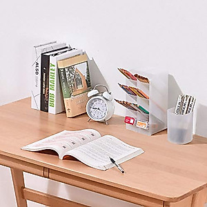 4 Pcs Pen Organizer, Desk Organization, Wellerly Cute Desk Pencil Markers Holder Storage Box Set Multi-Functional Stationary Desktop Cup Organizers for Home Room / Office / School Art Supply - White