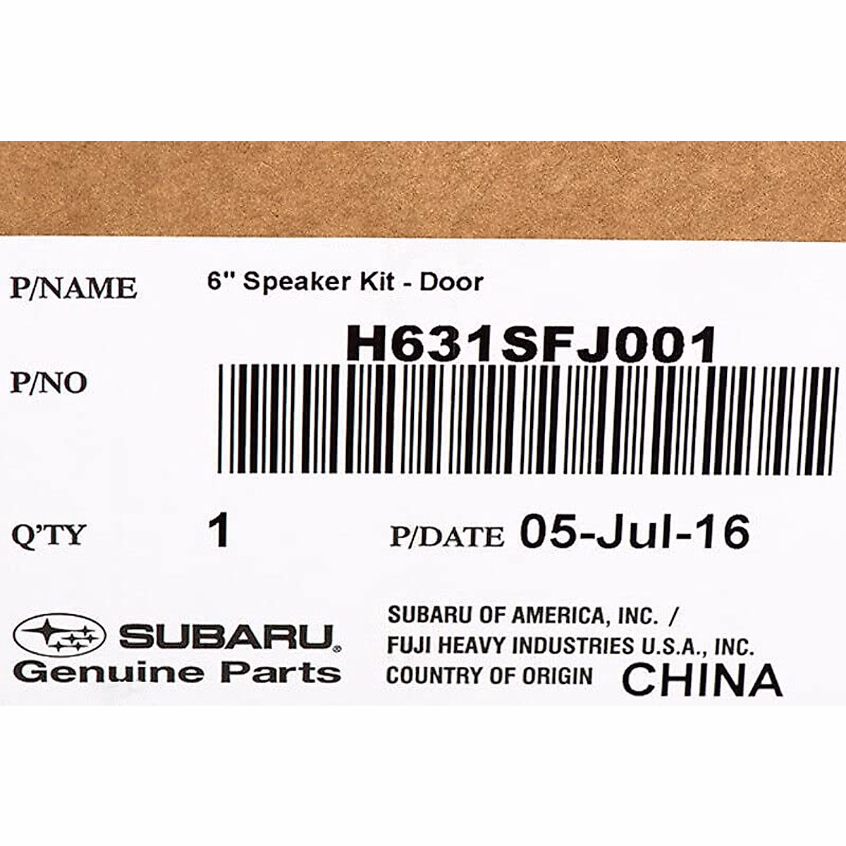 Subaru Speaker Upgrade Kit by Kicker - H631SFJ001 - Genuine OEM