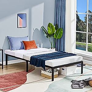 GreenForest Twin Bed Frame Tool-Free Quick Assembly Metal Platform, Twin Size Heavy Duty Bed Base with Metal Steel Slats Support, No Box Spring Needed