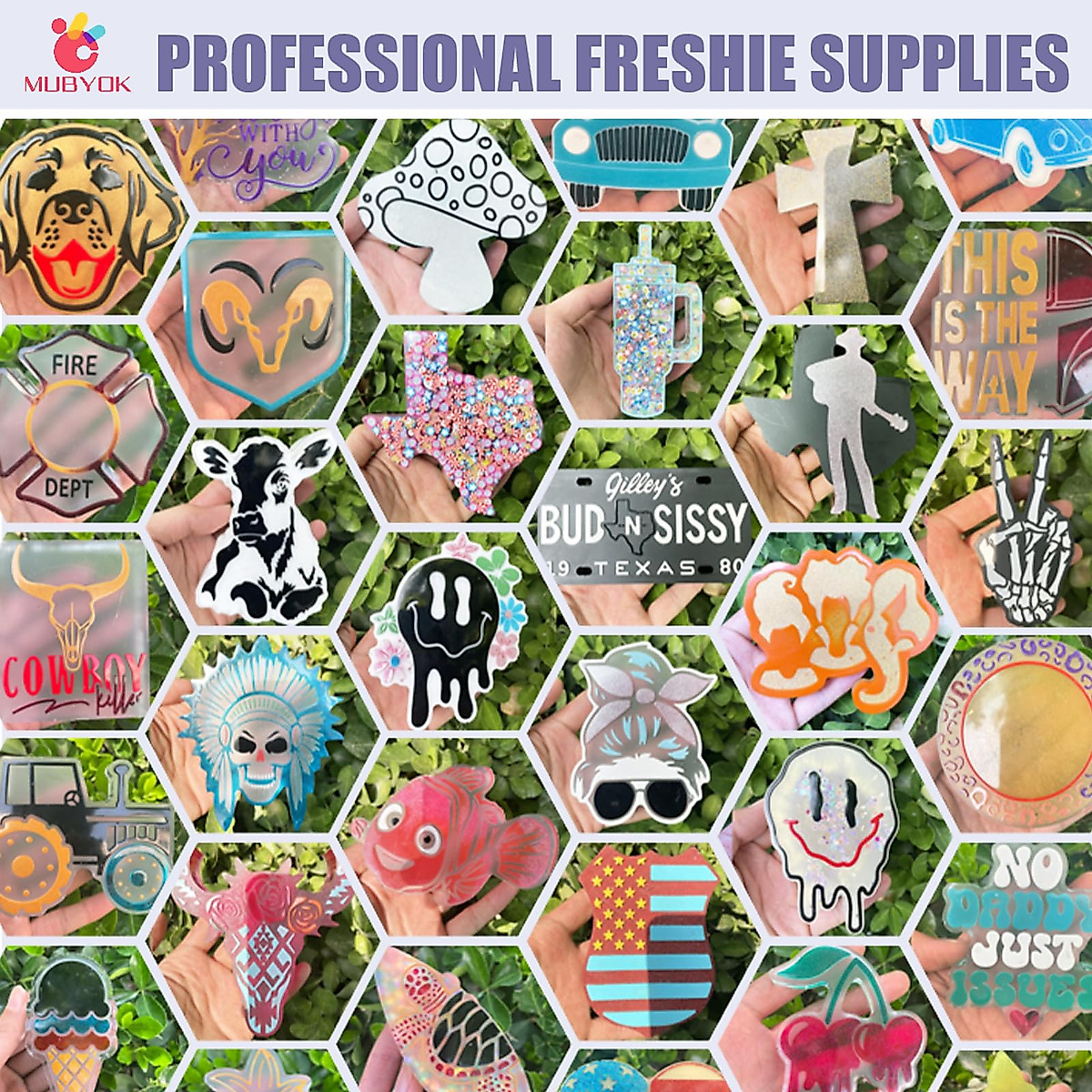 (300 Design Optional) MUBYOK M346 Truck Silicone Freshie Mold for Baking Aroma Beads Car Freshie Supplies