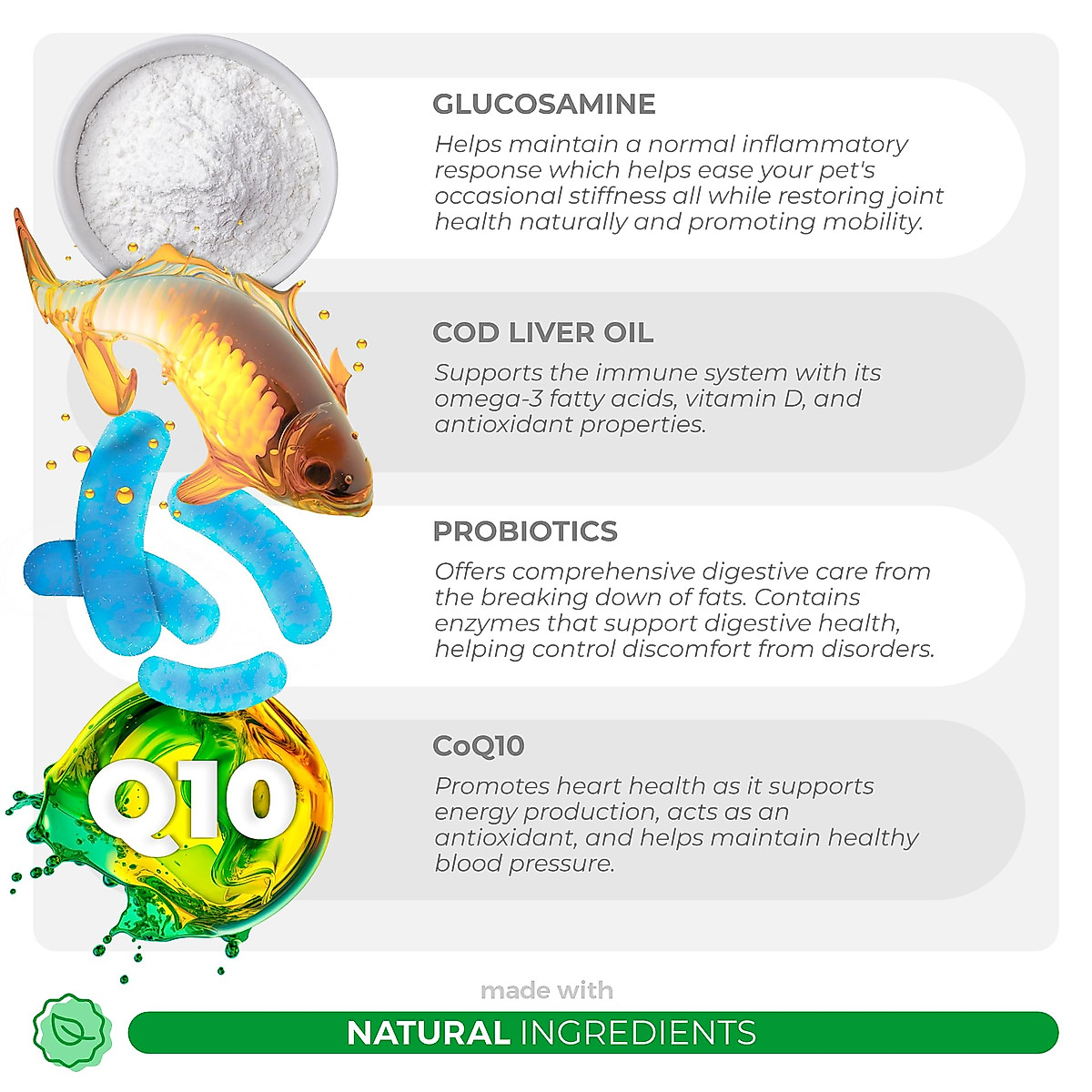 10 in 1 Multivitamin for Dogs - 90 Soft Chews - Hip and Joint Support with Glucosamine and Chondroitin - Cod Liver Oil & Vitamins with Coq10 for Skin & Heart Health, Gut & Immune Support