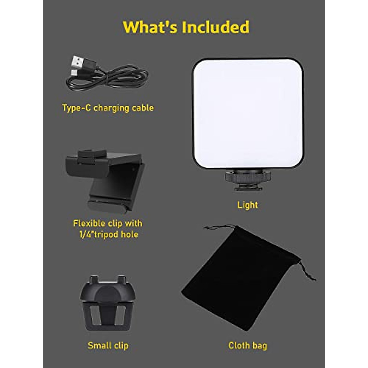 NexiGo Glow Light for Streamers, Enhanced Video Conference Lighting Kit with Webcam Style Clip, Built-in Battery, Dimmable & Rechargeable, for Streaming, Photography, Vlogging