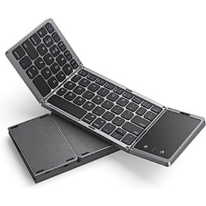 seenda Foldable Bluetooth Keyboard for Travel, Tri-Folding Wireless Portable Keyboard with Touchpad, Rechargeable Multi-Device Small Keyboard, for Laptop Tablet PC Smartphone Windows iOS Android
