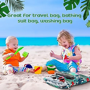 Windyun 4 Pieces Tropical Wet Bag Waterproof Reusable Wet Dry Bag Hawaii Cloth Diaper Aloha Sealed Washable Swimsuit Bag for Travel Summer Beach Wet Swimwear Baby Diaper Toiletries, 11.81 x 15.75 Inch